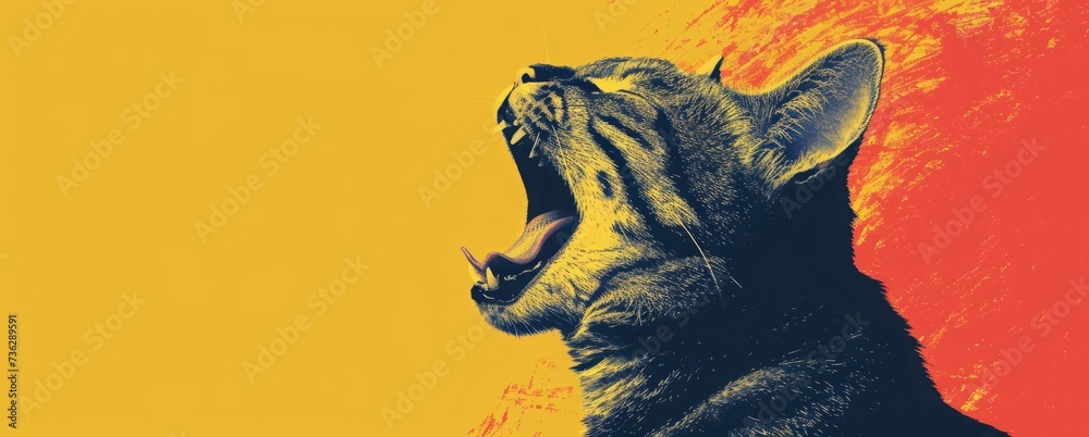 Speaking Out Loud - An Artistic Illustration of a Cat with an Open ...