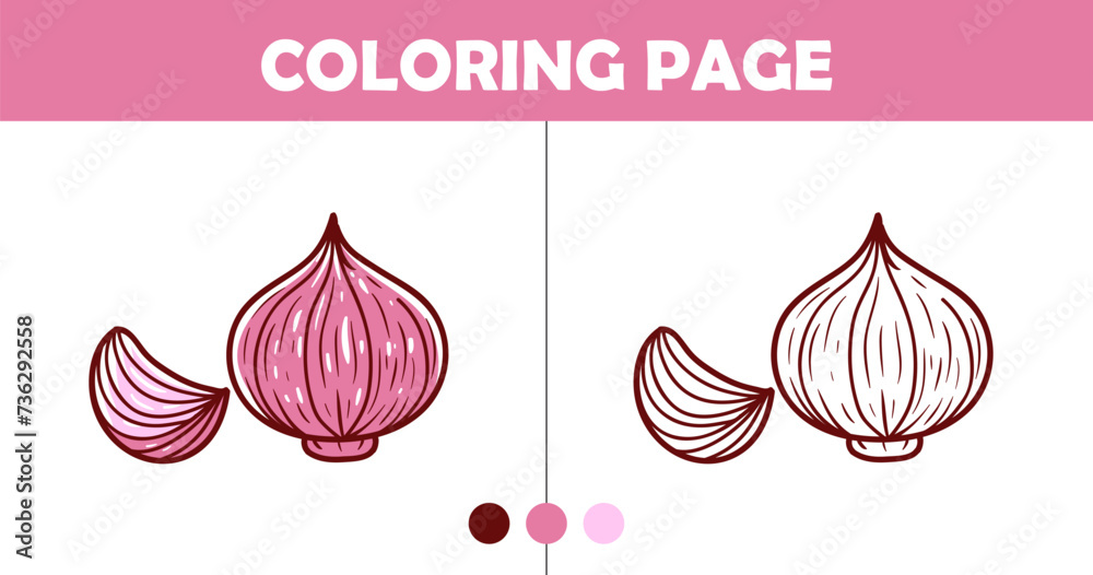Onion coloring page for kids vector illustration Stock Vector | Adobe Stock