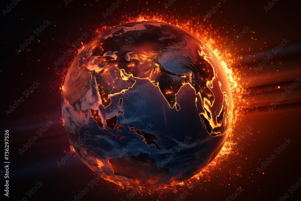 Earth globe with animated heat waves emanating from it, illustrating ...