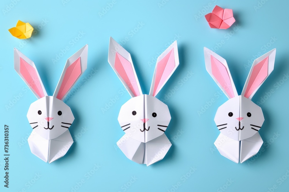 Step by step guide on how to create an origami paper bunny for kids ...