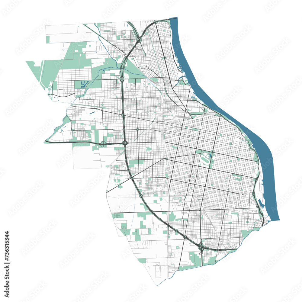 Rosario map, Rosario, city in Argentina. Municipal administrative area ...
