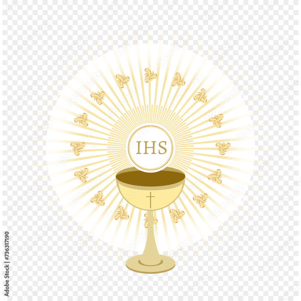 Vector chalice and flowers with sun and IHS lettering Stock Vector ...