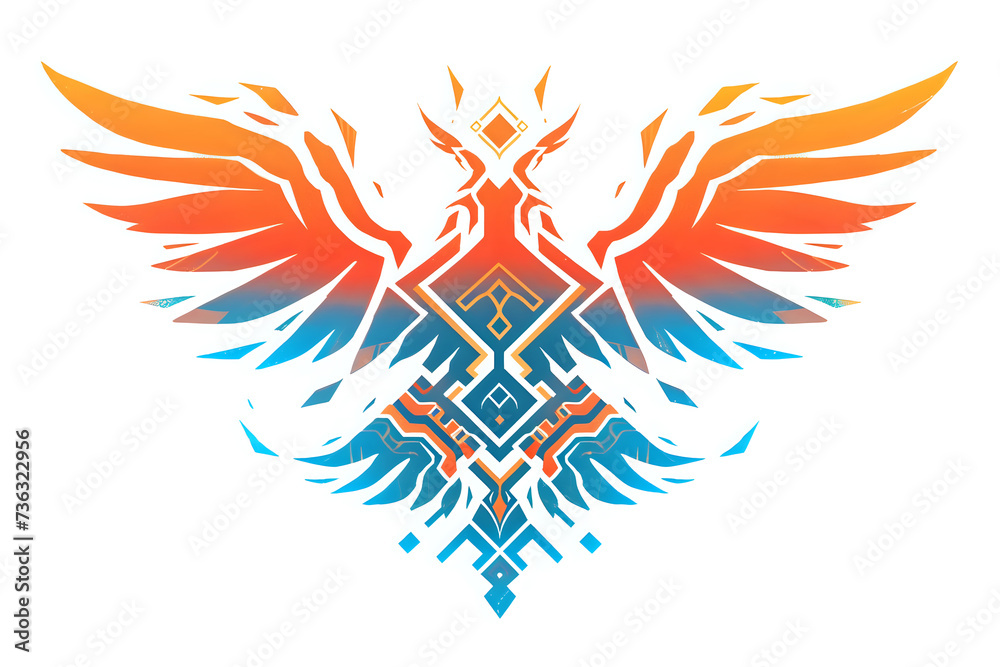 Stylized Phoenix Illustration in Gradient Colors. A striking graphic of ...