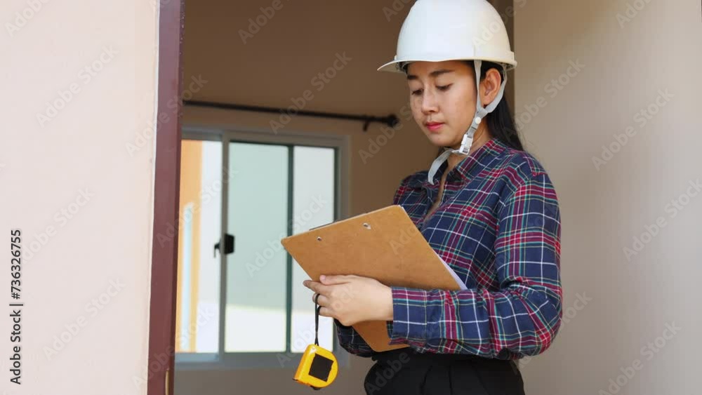 Asian house's construction inspector female in hard hat reviews ...