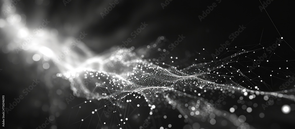 Abstract 3D rendering of a computer-generated, black and white ...