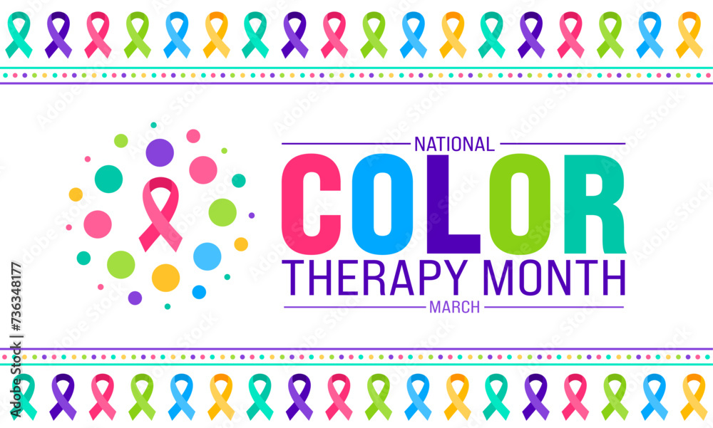 March is Color Therapy Month background template. Holiday concept. use ...