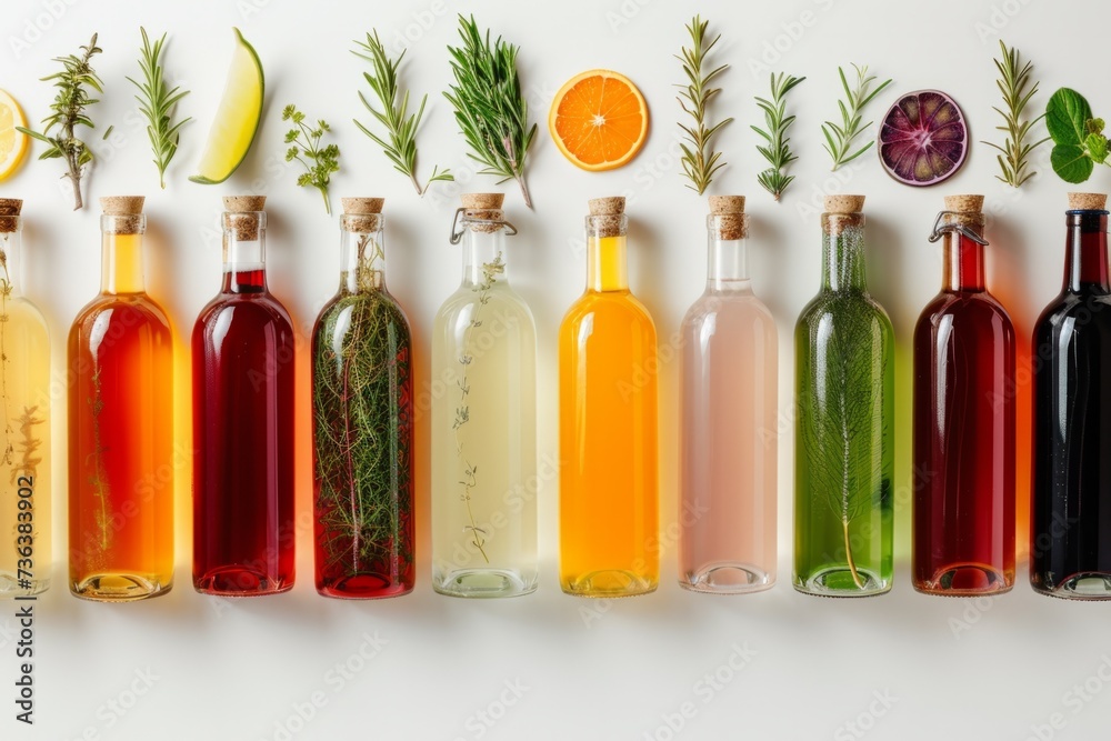 Vivid Array Of Enticing Alcoholic Drinks In Glass Bottles, Catering To ...