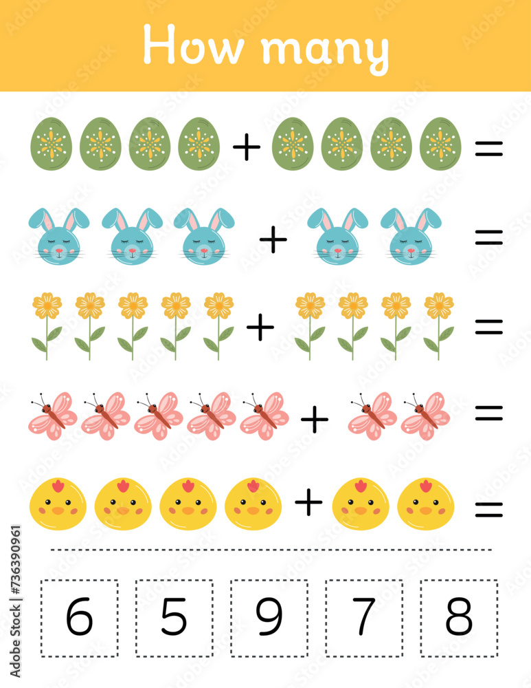 Easter printable educational math worksheet. Mathematic activities for ...
