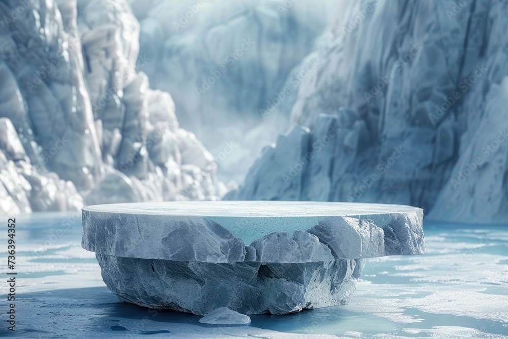 Ice background podium cold winter snow product platform floor frozen ...