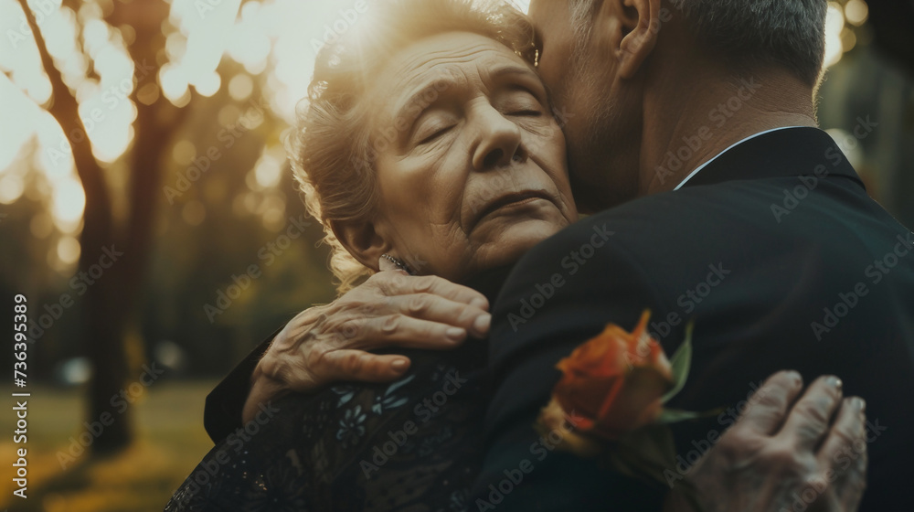 Funeral, support and people care for grief, mourning or depressed ...