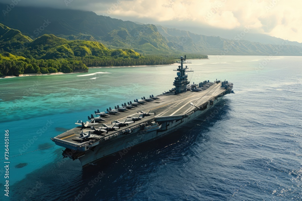 Impressive Aircraft Carrier Sailing in Open Waters, An iconic World War ...