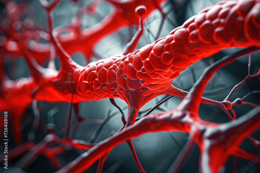 This close-up photo captures the detail of a red blood cell, showcasing ...