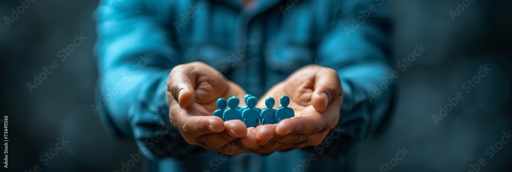 A concept of teamwork and leadership, symbolized by hands holding team ...