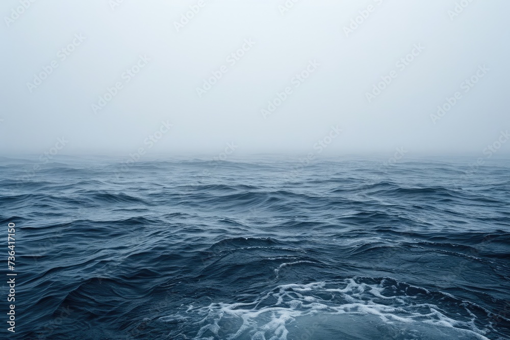 An aerial photograph capturing a vast body of water with strong ...