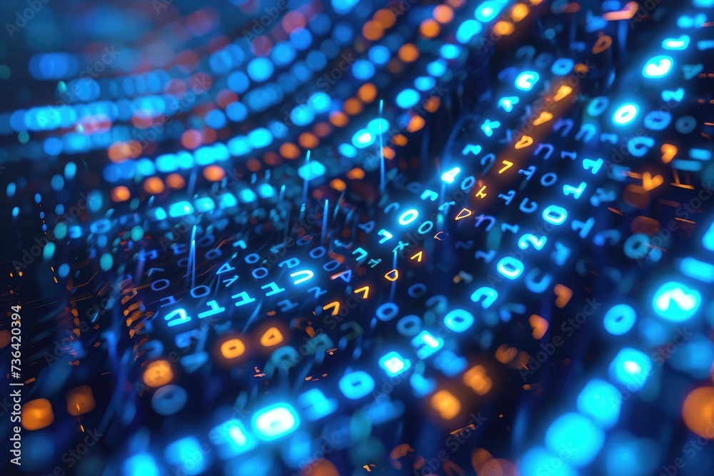 A detailed view of a computer keyboard illuminated with blue and yellow ... A detailed view of a computer keyboard illuminated with blue and yellow ...