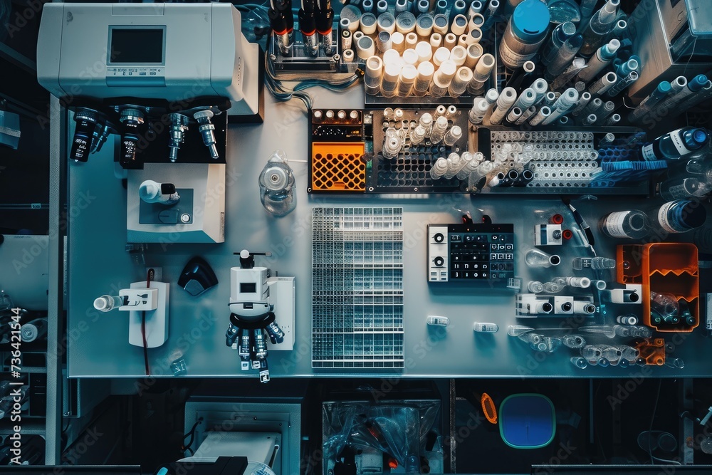 This photo shows an overhead view of a computer system, revealing its ...