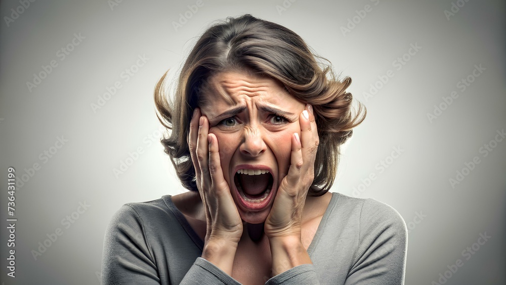 Powerful Expression of Emotion: A Woman Screaming in Agony, Providing ...