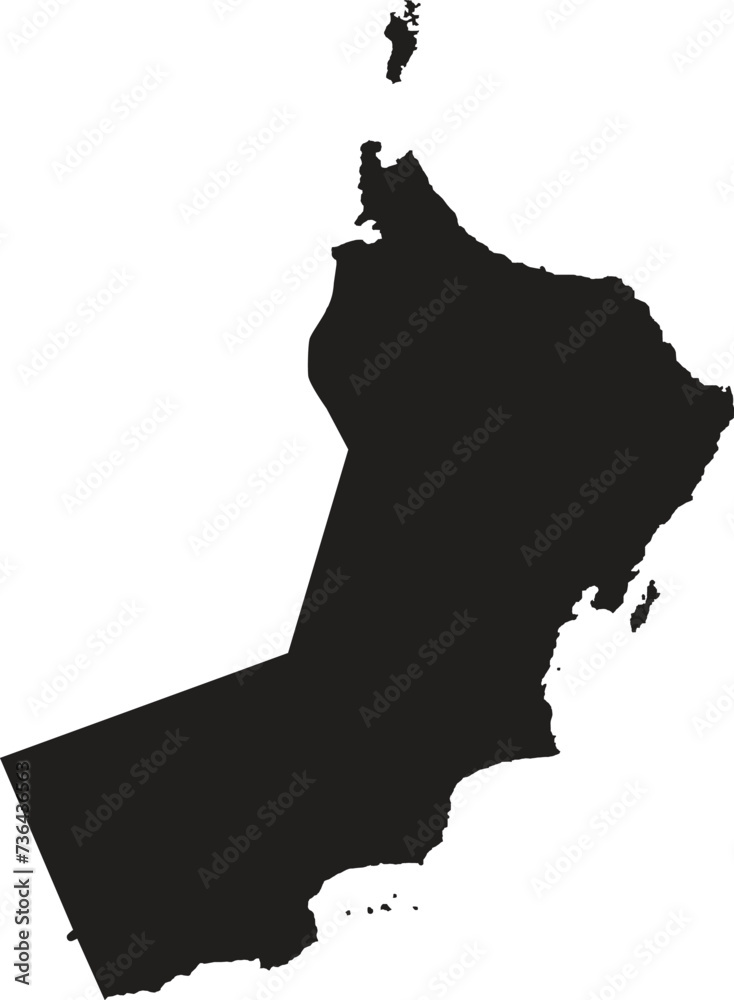 Sultanate of Oman vector map silhouette isolated on white background ...