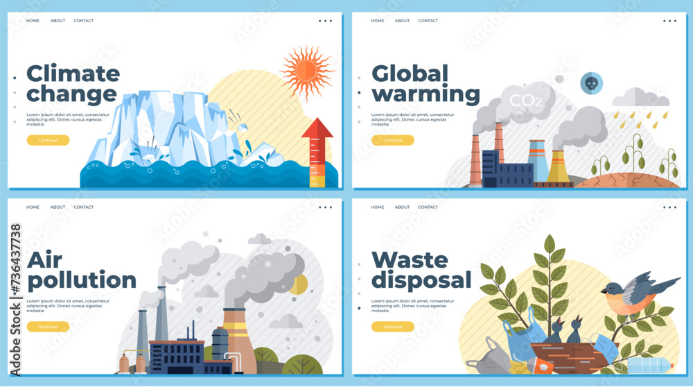 Air pollution vector illustration. Pollutions shadow looms large ...