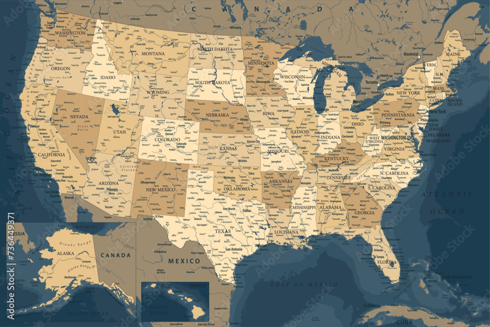 United States - Highly Detailed Vector Map of the USA. Ideally for the ...