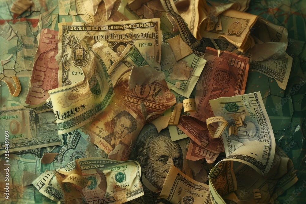 Craft an artistic portrayal of the intrinsic value of dollars through ...