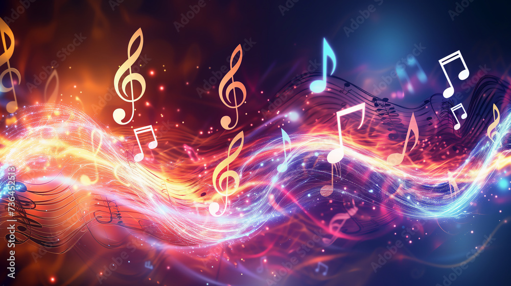 Melody flowing music wave abstract background showing colourful music ...