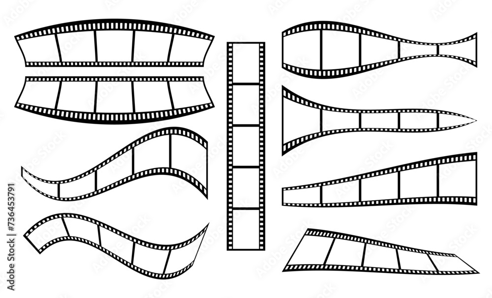 35mm film strip set in 3d vector design with 5 frames on white ...