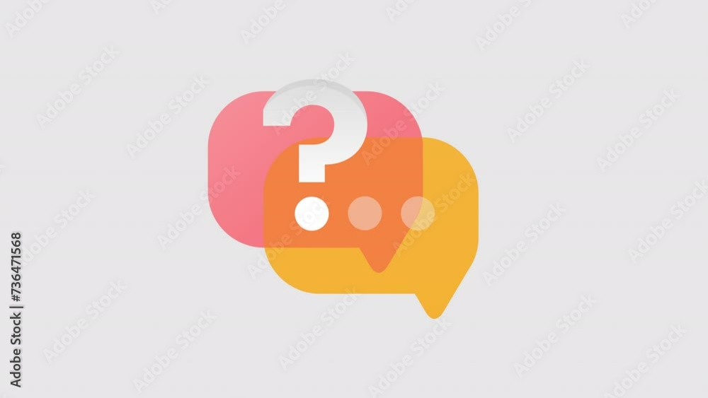 Question mark in speech bubble graphic animation. Alpha channel. Help ...