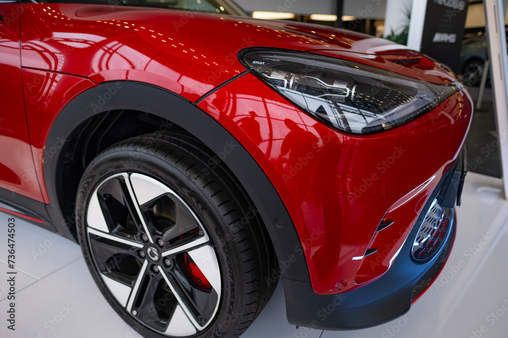 new red electric SUV Smart-1 Brabus in showroom, trends EV in ...