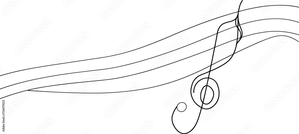 whole note in minimalist line art style vector, Continuous Single line ...