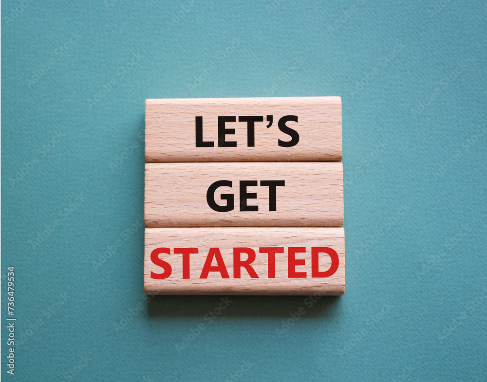 Lets get started symbol. Concept words Lets get started on wooden ... Lets get started symbol. Concept words Lets get started on wooden ...
