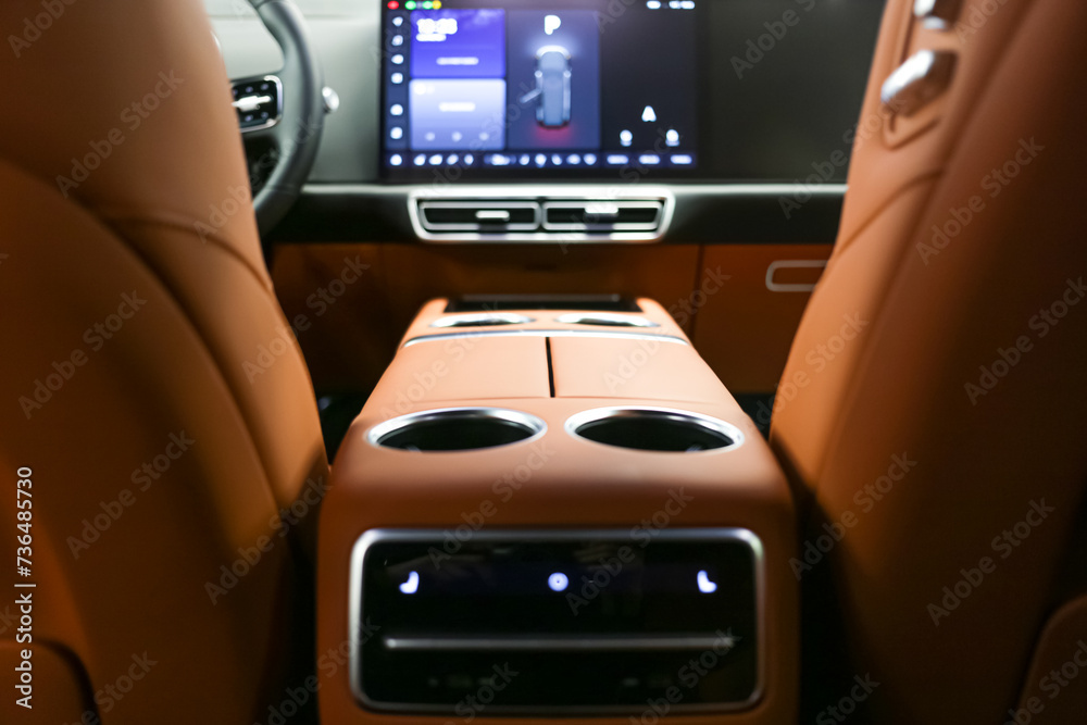 Interior of a car detail SUV Lixiang L9 luxury. Central display ...