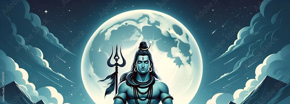 Maha shivratri illustration with lord shiva in a meditative pose under ...