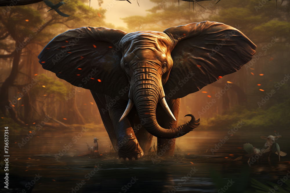 Protecting wildlife habitats and migration corridors portraying running ...