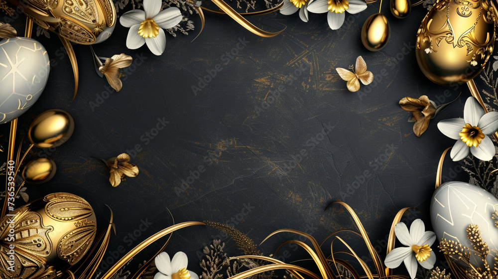 Elegant Gold and Black Card: Chic design with 3D Gold Stylized Easter ...
