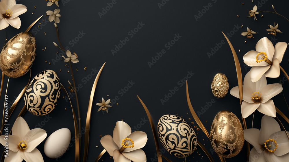 Elegant Gold and Black Card: Chic design with 3D Gold Stylized Easter ...
