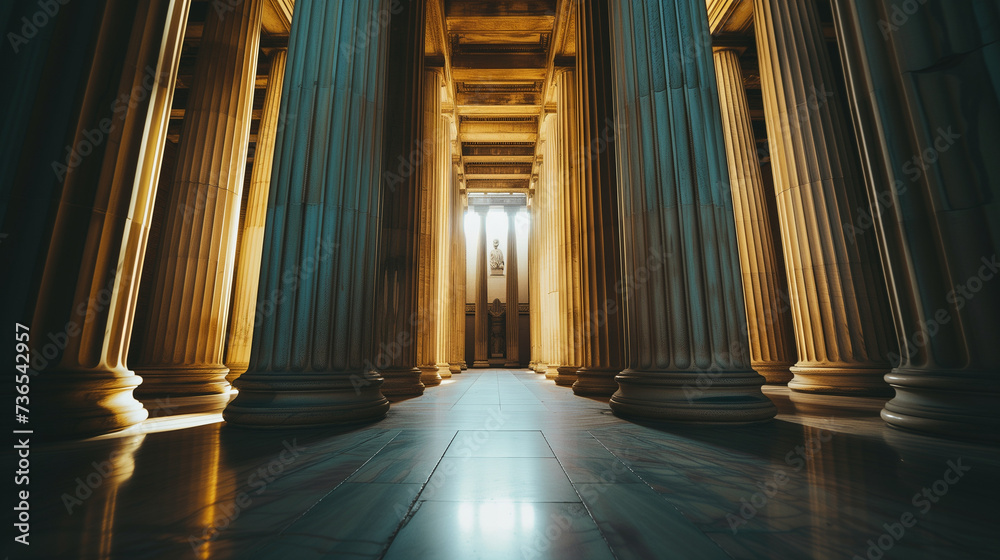 Classic architectural interior of a historic building with grand ...