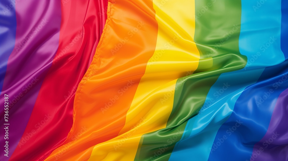 Photograph of a pride flag. Symbol of equal rights. LGBTQ+ acceptance ...