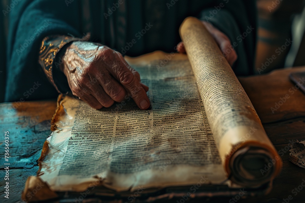 Apostle Paul writing in parchment scroll inspired by the Holy Spirit ...