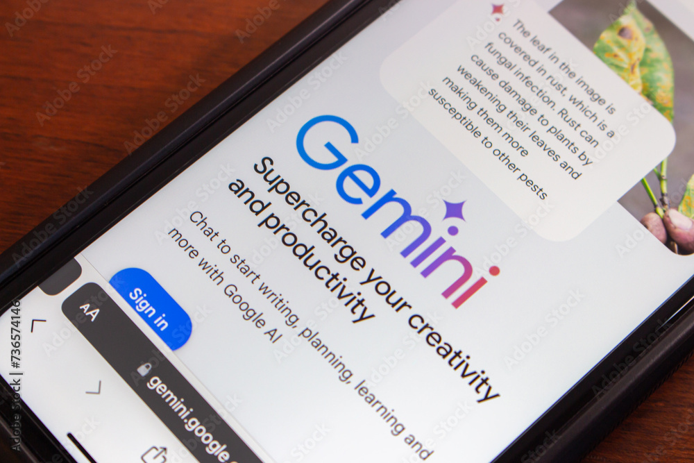 Vancouver, CANADA - Feb 14 2024 : Google Gemini website seen in an ...