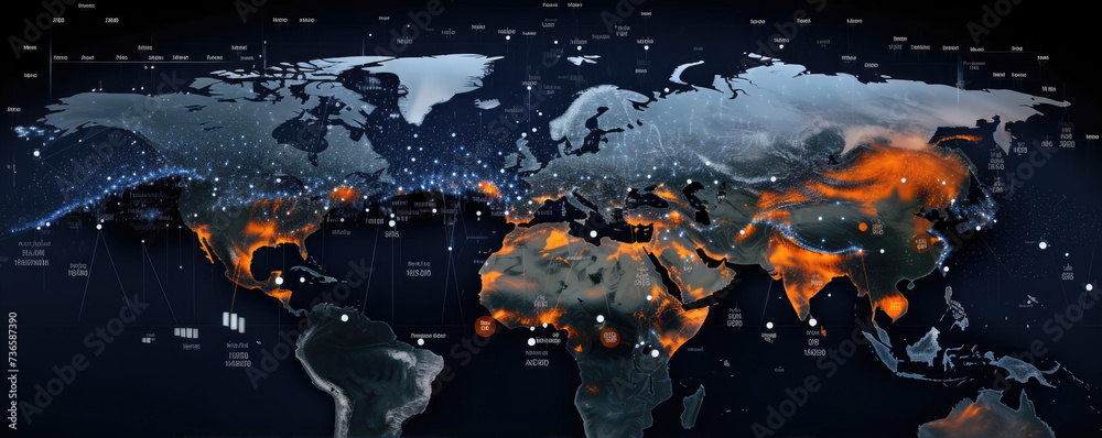 World map continent with weather forecast Stock Photo | Adobe Stock