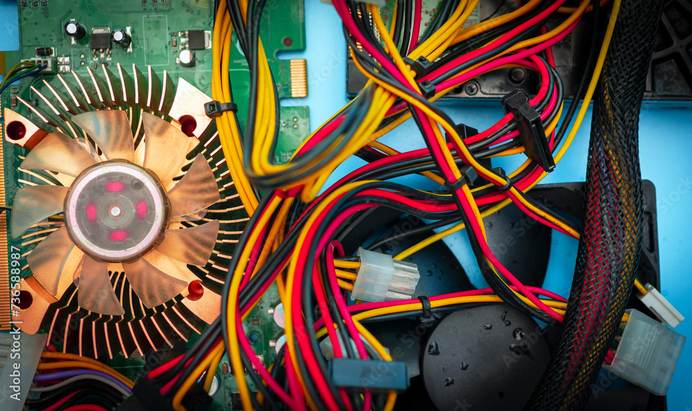 Top view. Winchester sata, Computer connector. PC cooling cooler ...