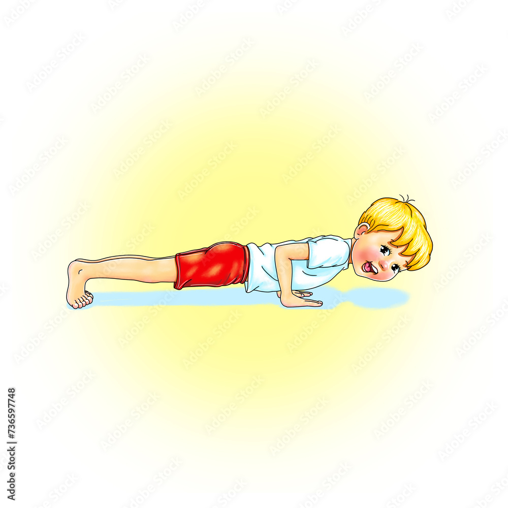 Glückliche Kids Yoga Joga für Kinder Asana Liegestütz Gesunde Bewegung ...