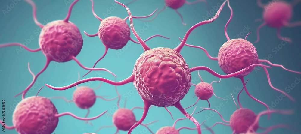 Microscopic View Of Male Sperm Fertilizing Female Egg Illustrating