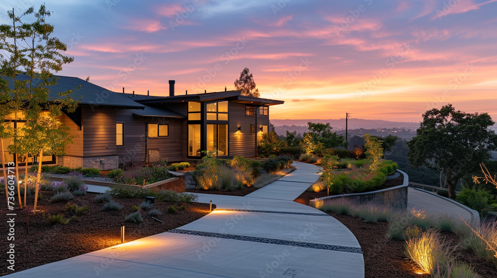 Capture a side view of a Modern Suburban Craftsman Style House at ...