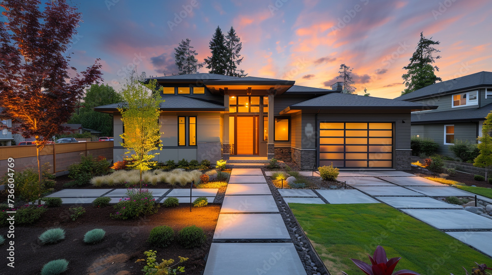 Capture a side view of a Modern Suburban Craftsman Style House at ...