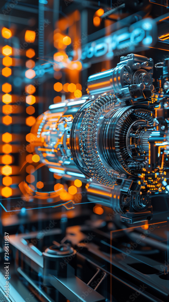 An immersive 3D scan of a car engine at work highlighting the intricate ...