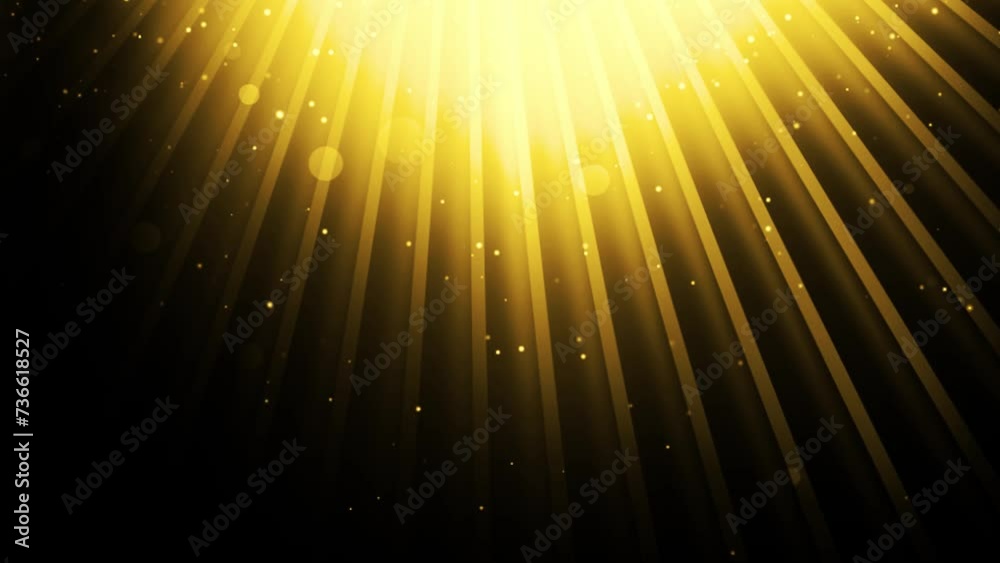 Vidéo Stock Abstract top center golden Shining light beams. 4K seamless ...