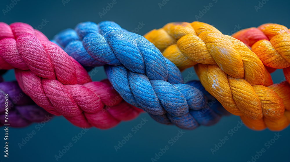 Team rope diverse strength connect partnership together teamwork unity ...