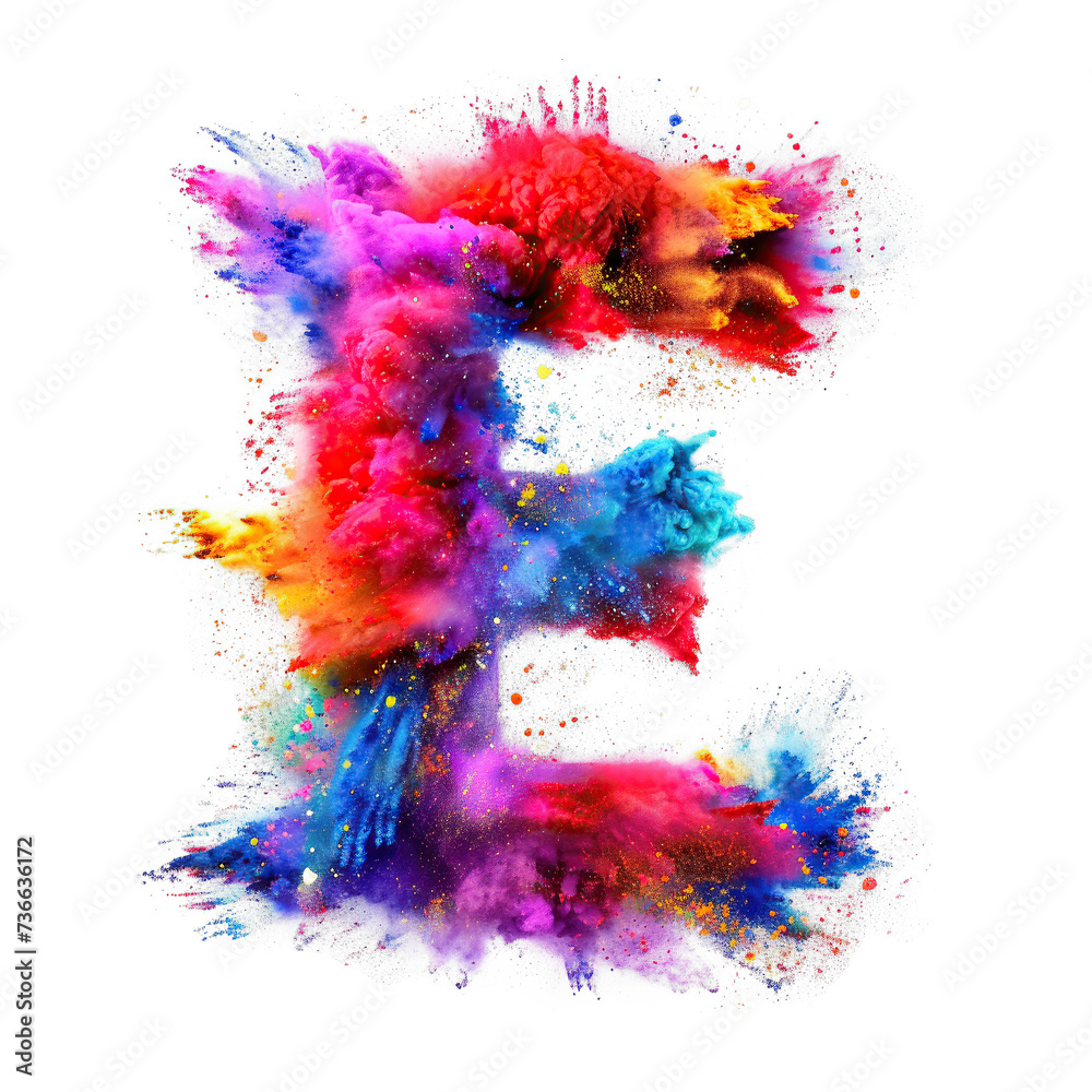 Multicolored powder Holi font explosion isolated on transparent ...